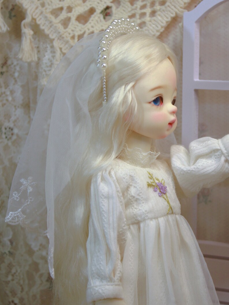 White Lace Doll Crown Noble Pearl BJD Headdress Princess Head - Etsy