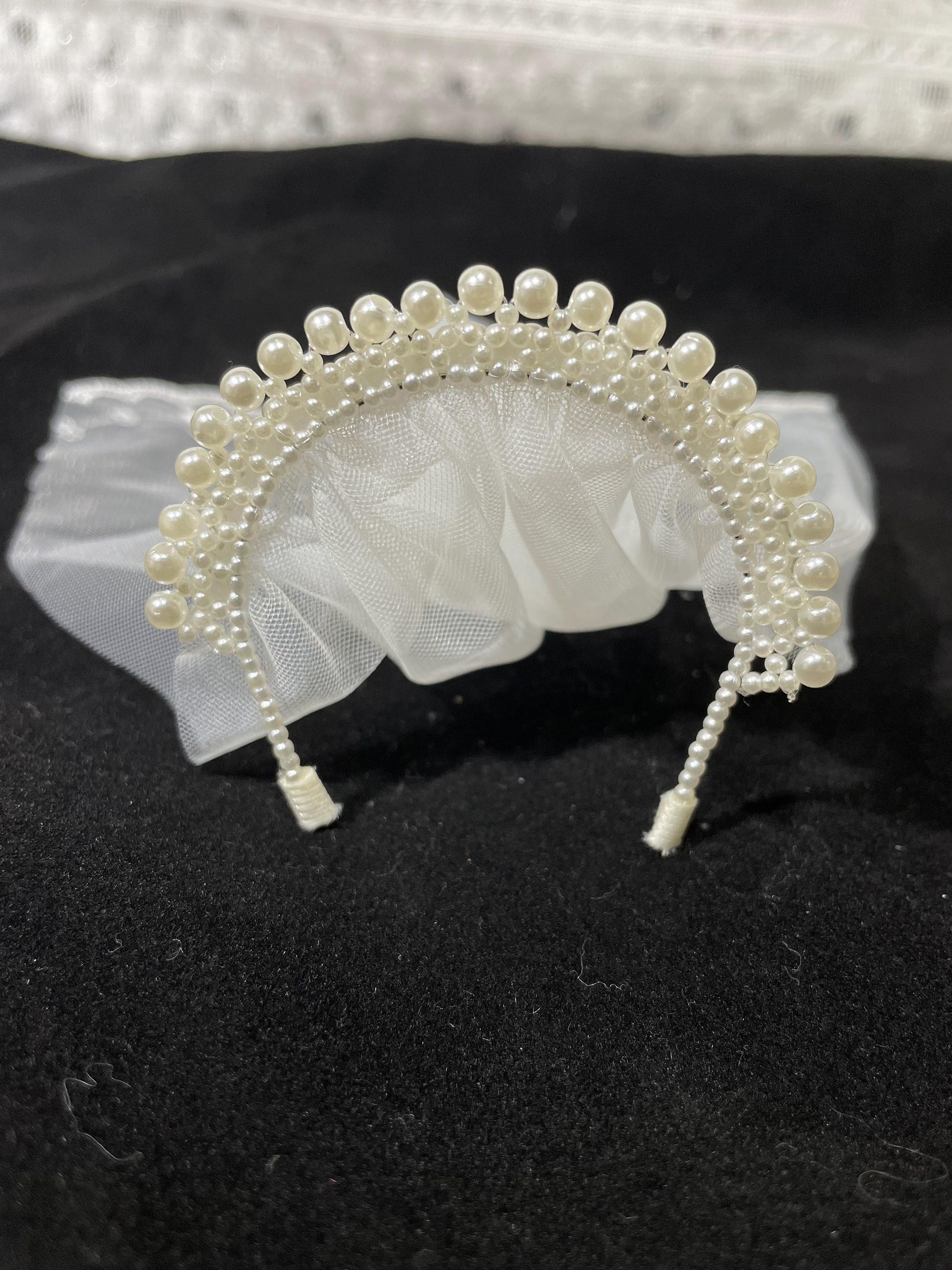 White Lace Doll Crown Noble Pearl BJD Headdress Princess Head - Etsy