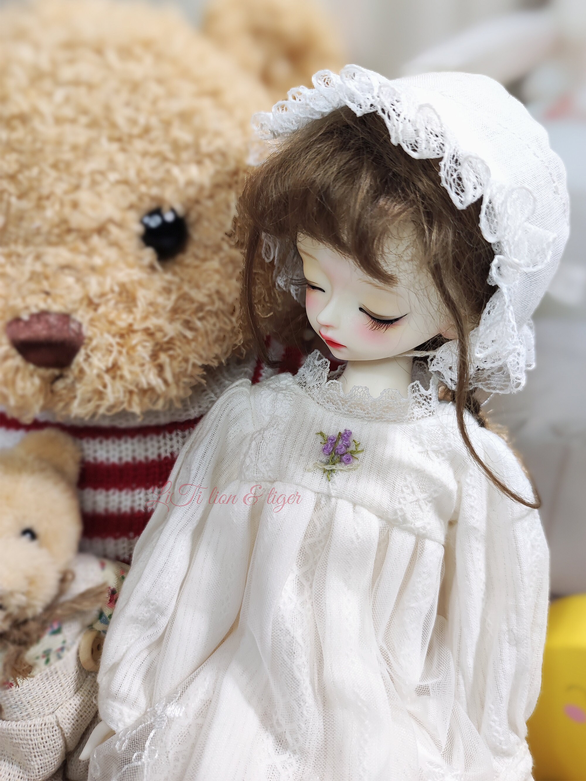 1/6 1/4 BJD Dress Full Set Lavender Embroidered Handcraft - Etsy