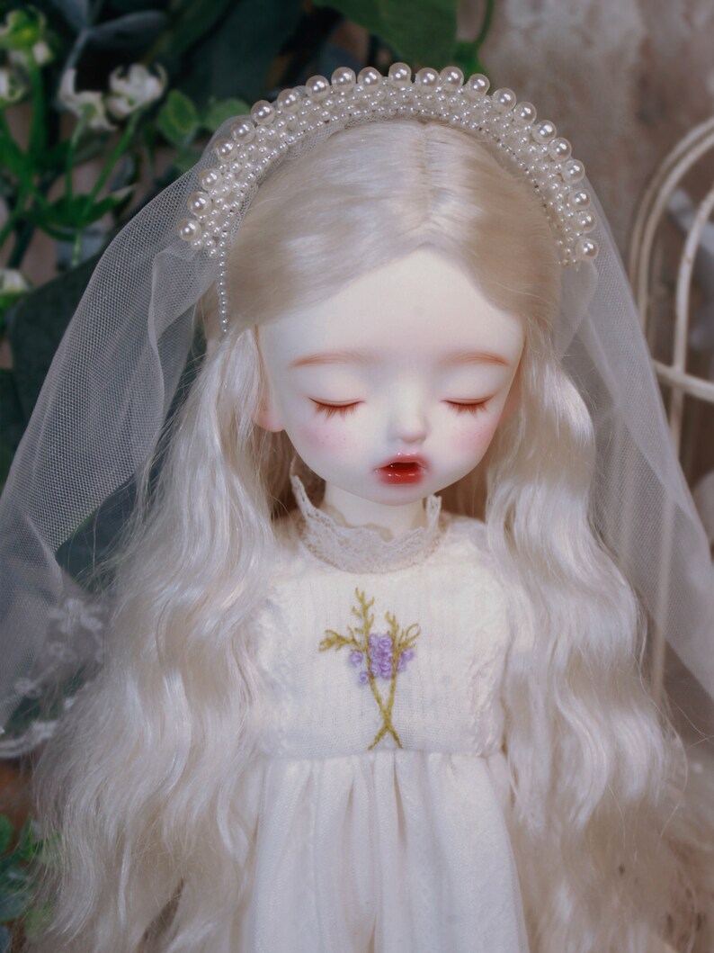 White Lace Doll Crown Noble Pearl BJD Headdress Princess Head - Etsy