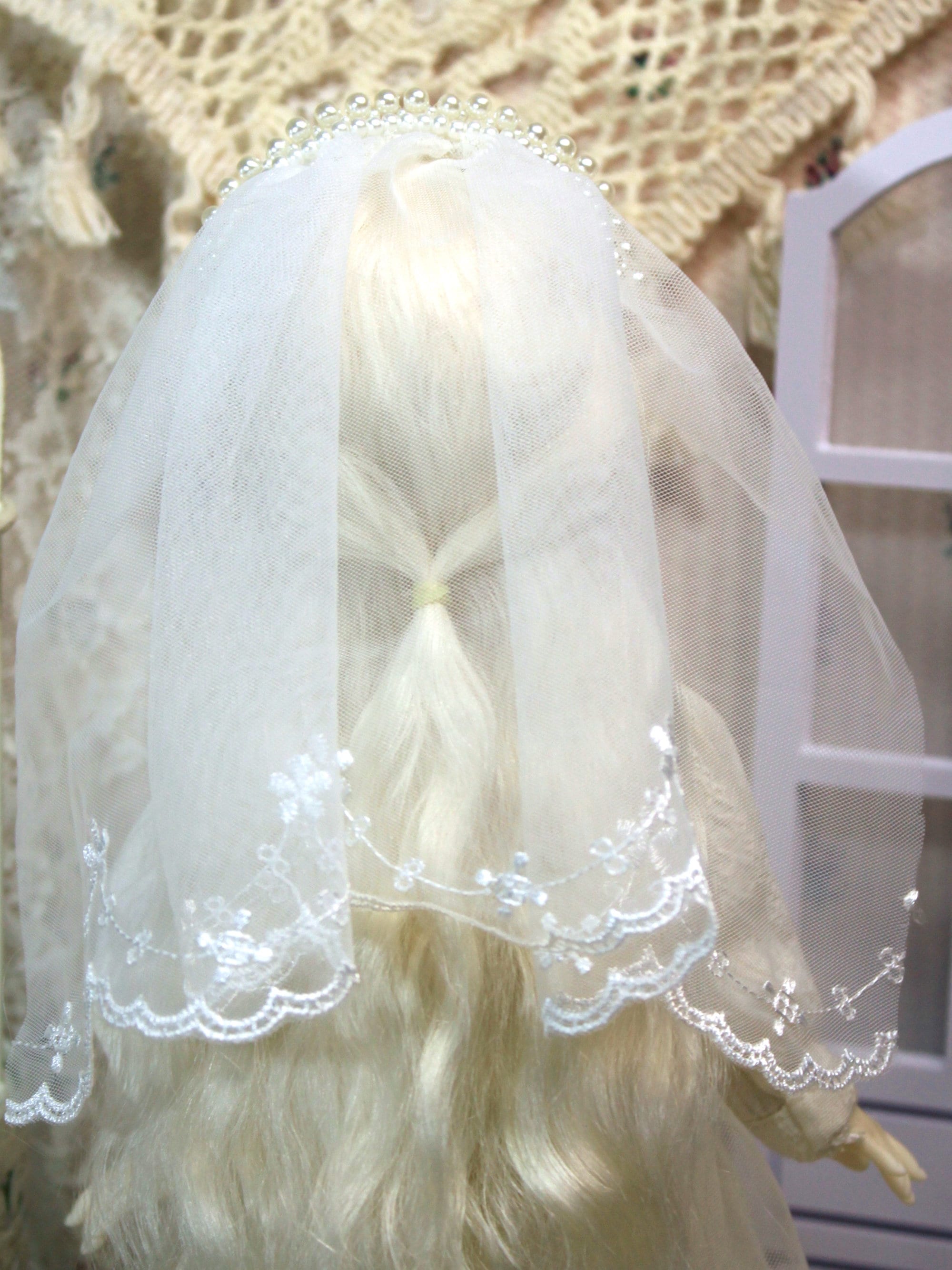 White Lace Doll Crown Noble Pearl BJD Headdress Princess Head - Etsy