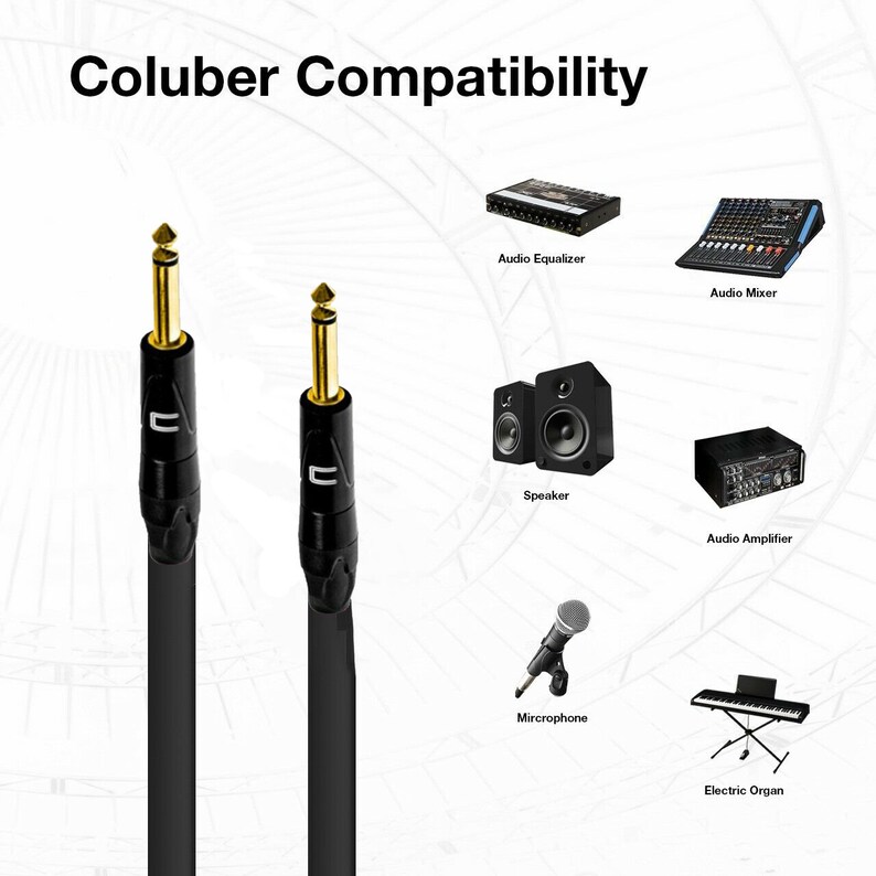 1/4" TS Male Mono Unbalanced Cable - Custom Length, Color Premium ...