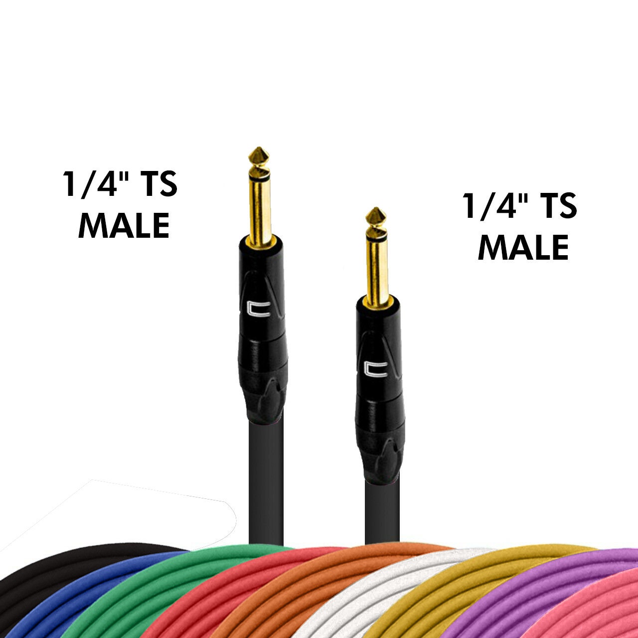 1/4" TS Male Mono Unbalanced Cable - Custom Length, Color Premium ...