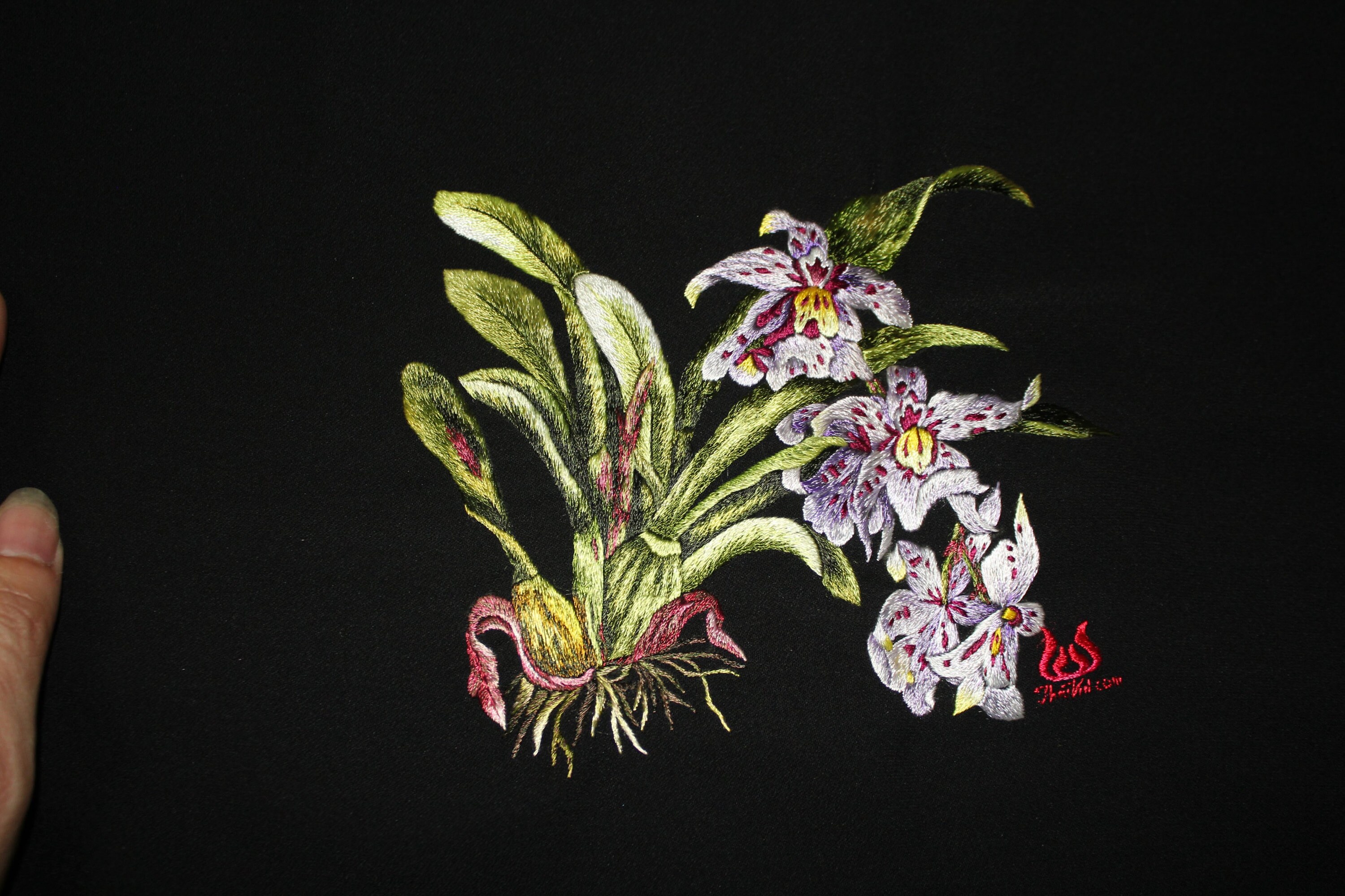 Vietnamese Hand Embroidery Finished Paintings Orchid Flowers Handmade ...