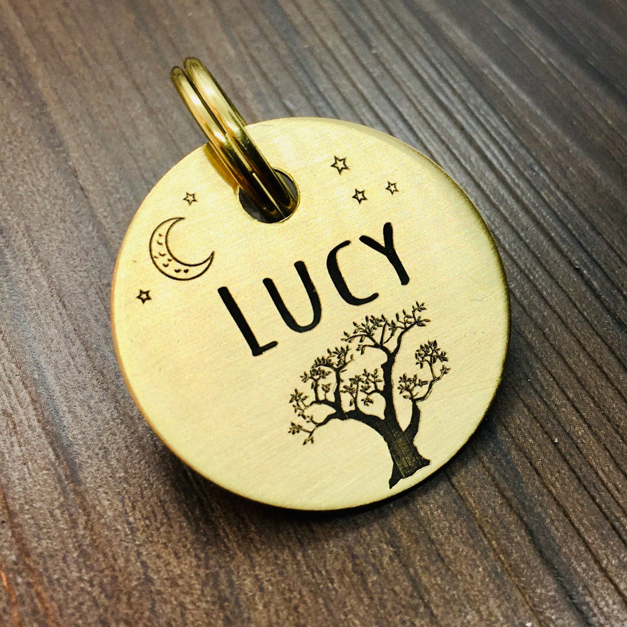 Laser Engraved Tree Dog Tag Custom Dog Tag Dog ID Cat ID | Etsy