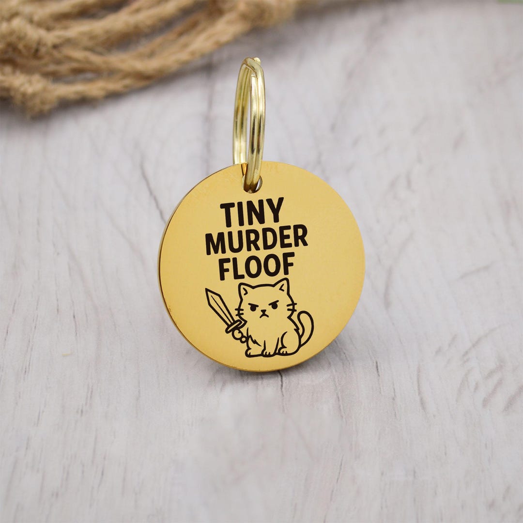 Murder Floof Design Engraved Custom Dog Tag Personalized Dog Name Tag ...