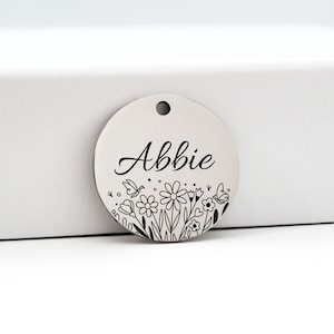 Personalized Pet ID Tag Flowers in Gold, Rose Gold, Black and Silver ...