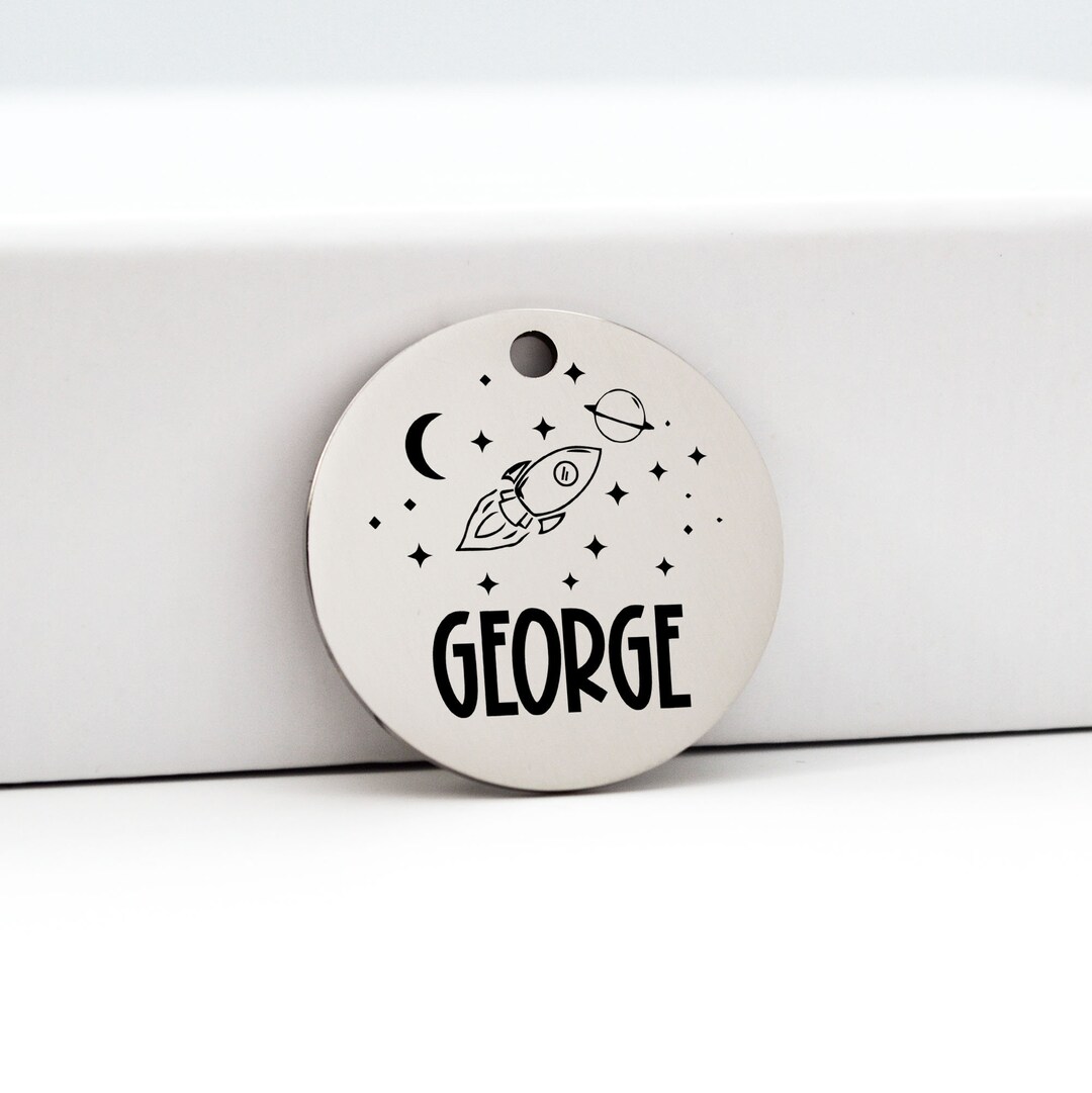 Engraved Dog Tag | Rocket Ship Dog Tag | Steel Pet ID Tag | Custom Cat ...
