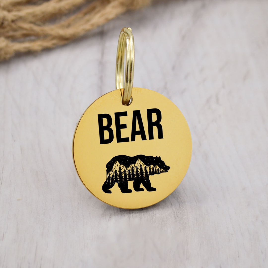 Bear Dog Tag | Personalized Dog Tag | Custom Engraved Dog Tag | Pet ...