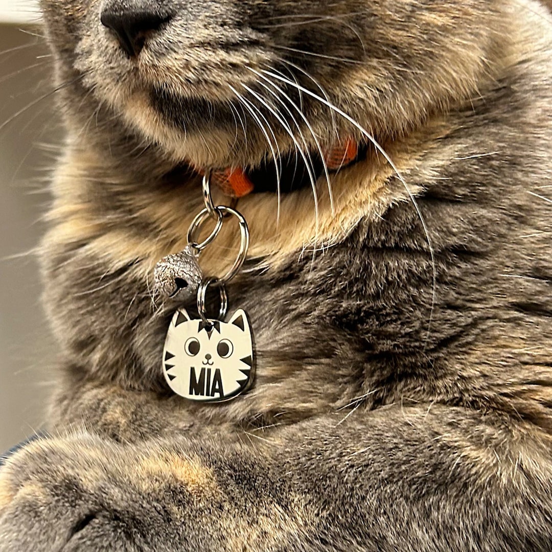 Cat Face Shaped ID Tag Cat Tag Kitten ID Tag Custom Tag Kitten Tag Gift ...