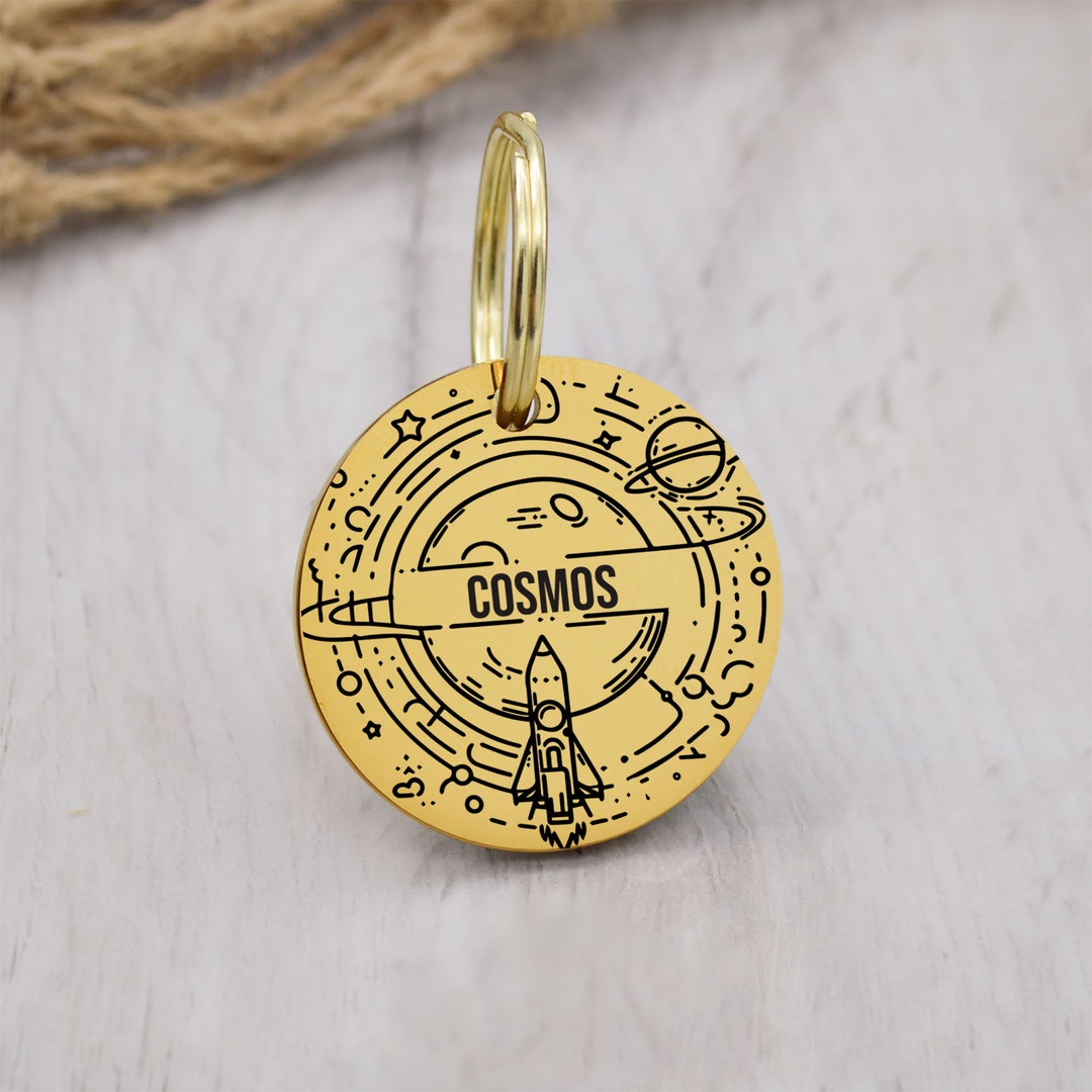 Dog Collar Tag | Space Dog Tag | Rocket Dog Tag | Dog Mom Gift | Dog ...
