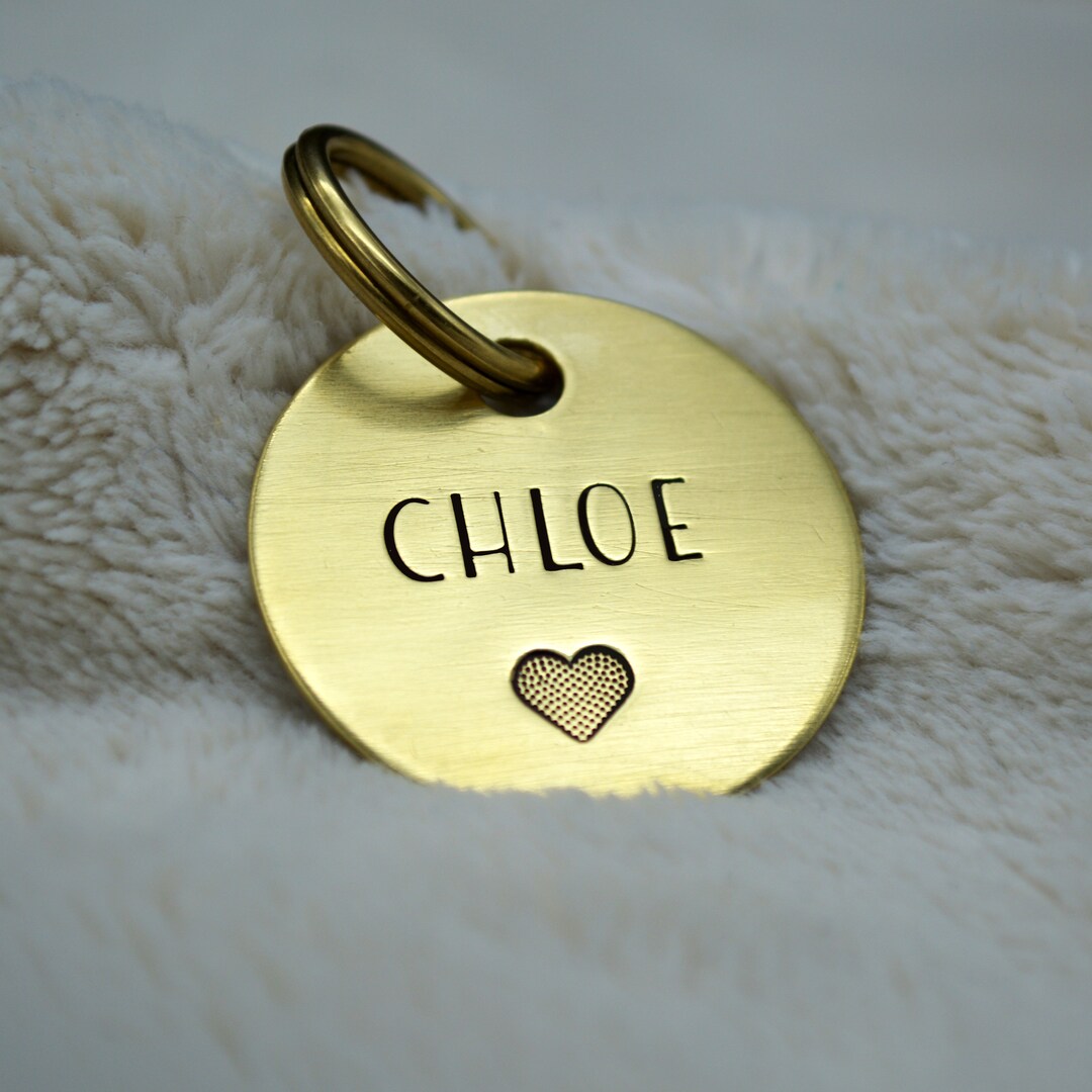 Personalized Dog Tag With HEART Design - Hand Stamped Dog Tag - Cat Tag ...