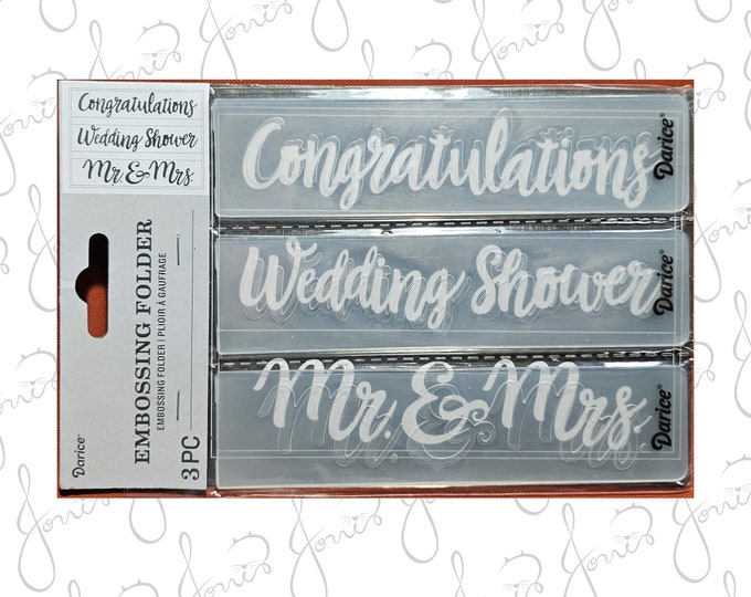 3 Pcs. Congratulations, Wedding Shower, Mr. and Mrs. DARICE Embossing ...