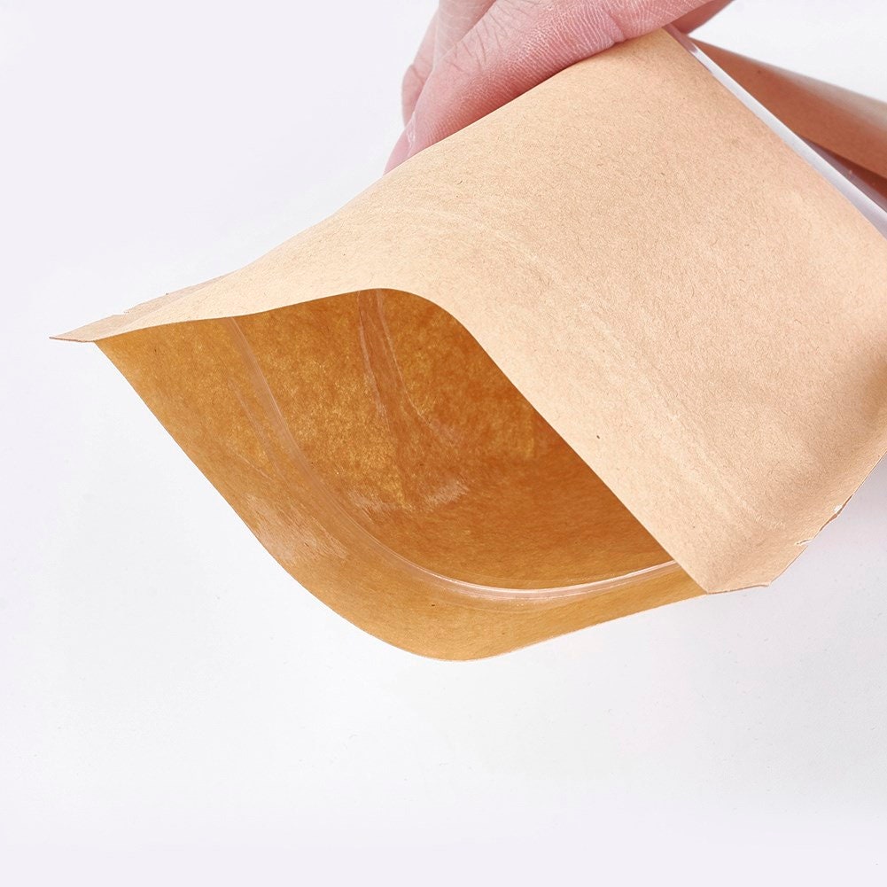 30 Pcs. Kraft Paper Zip Lock Bag, Small Kraft Paper Stand up Pouch ...