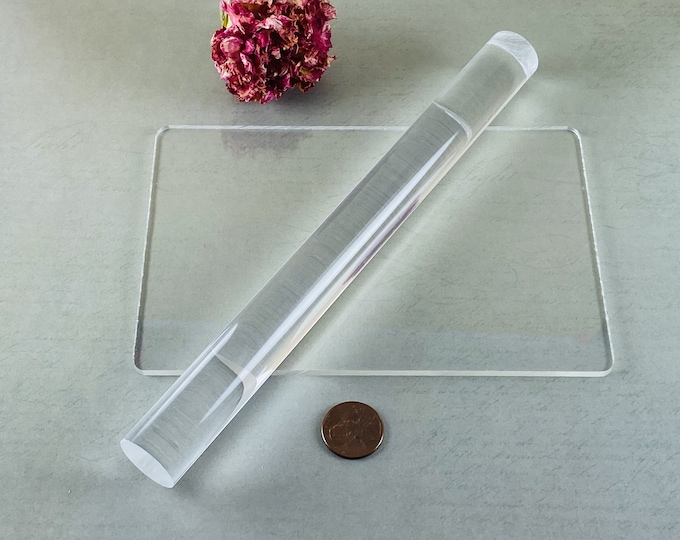2 Pcs Acrylic Clay Roller & Work Surface, Rolling Pin, Solid, Clear ...