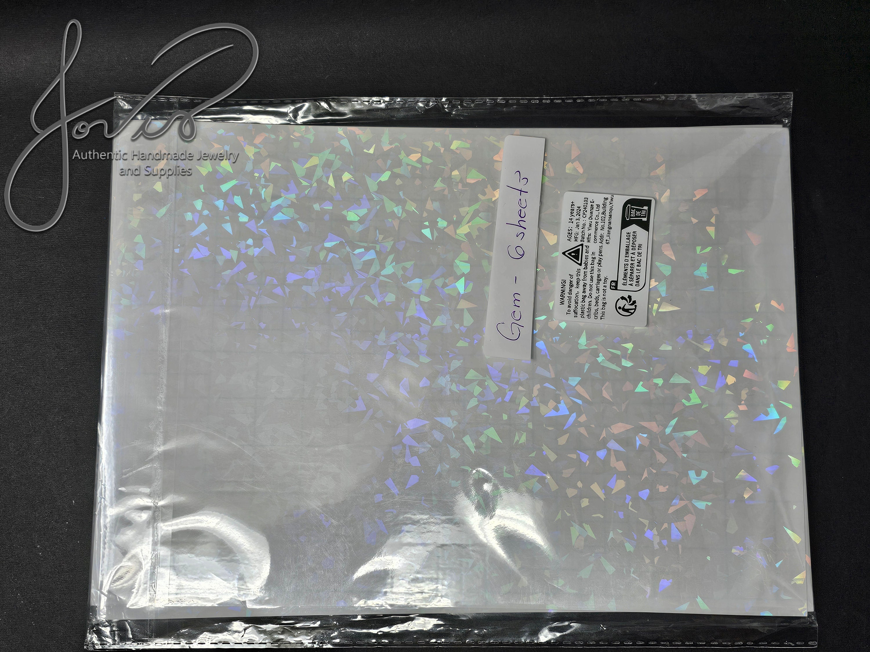 6 Sheets. Transparent Holographic Sticker, A4 Waterproof Adhesive ...