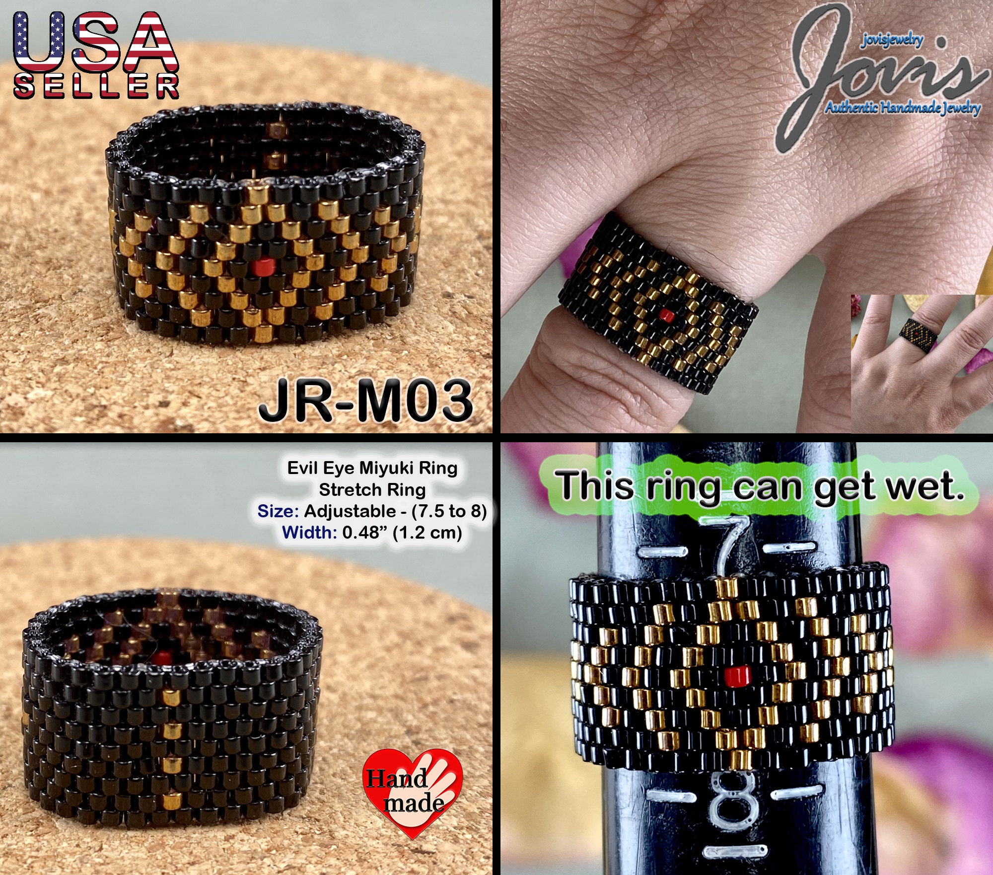 Miyuki Ring, Miyuki Bracelet, Evil Eye Ring, Protection Ring, Colorful ...