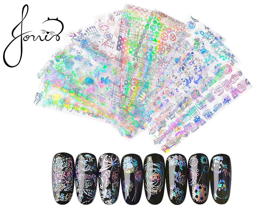 Laser Nail Glitter Stickers Nail Art Transfer Foil Tips Mixed Color 20 ...