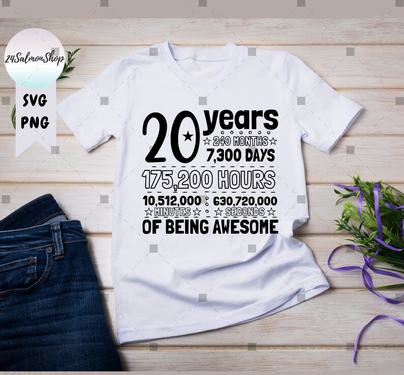 20 Years of Being Awesome SVG PNG 20 Years old svg 20th | Etsy