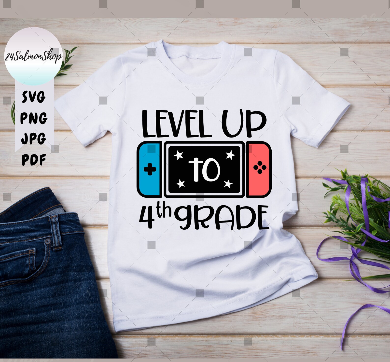 Level Up To Fourth Grade SVG PNG Jpg Png 4th Grade svg Back | Etsy