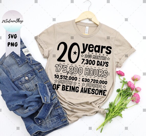 20 Years of Being Awesome SVG PNG 20 Years Old Svg 20th | Etsy