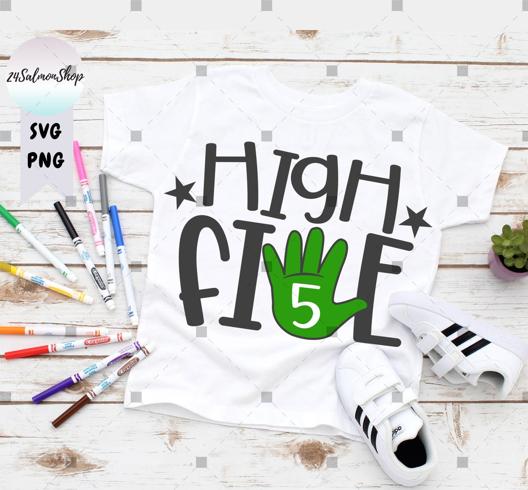 5th Birthday SVG PNG, High Five Svg, 5 Years Old Birthday, Kids ...