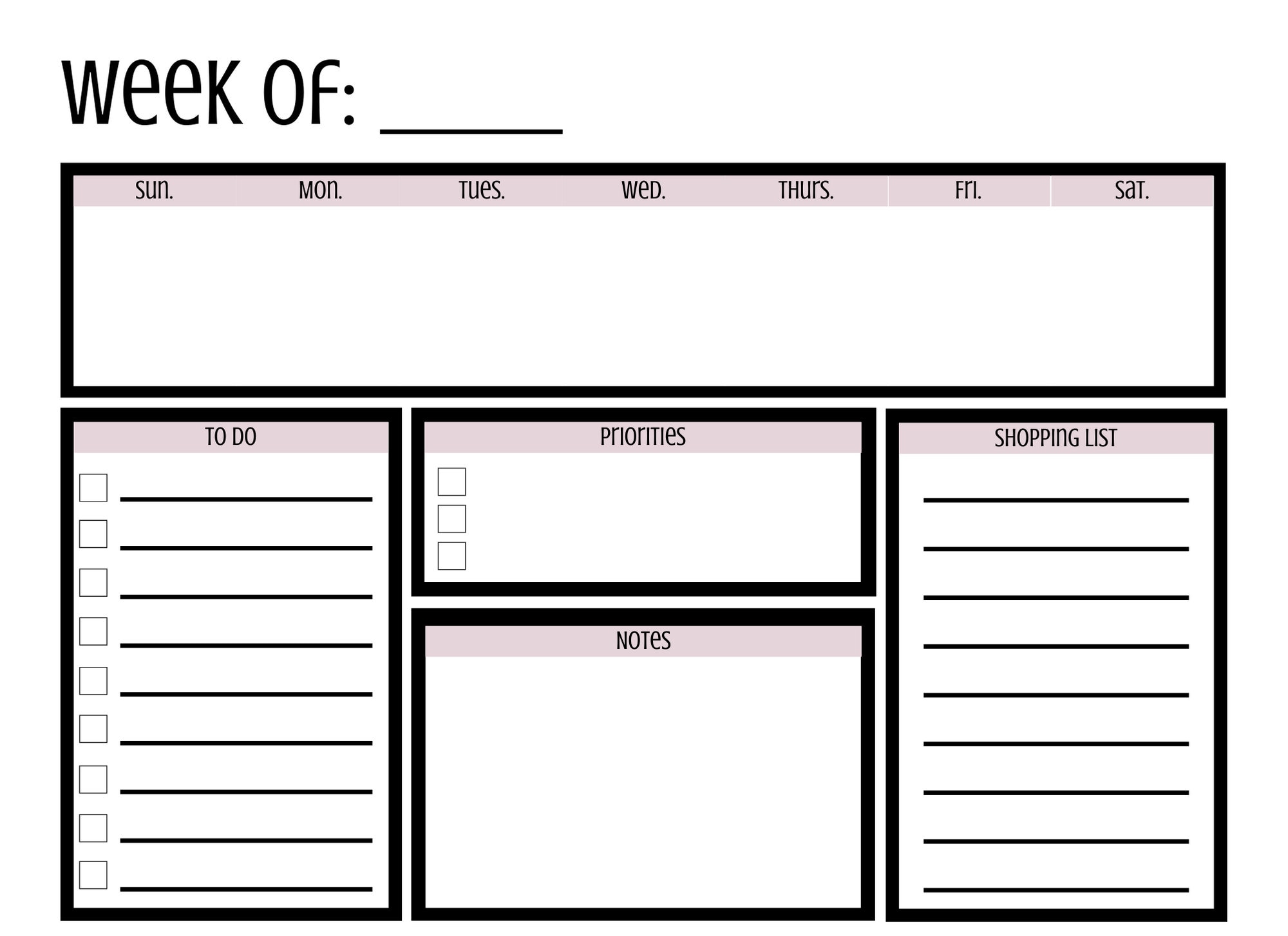 Printable Weekly Planner, Weekly Schedule, Undated Planner, to Do List ...