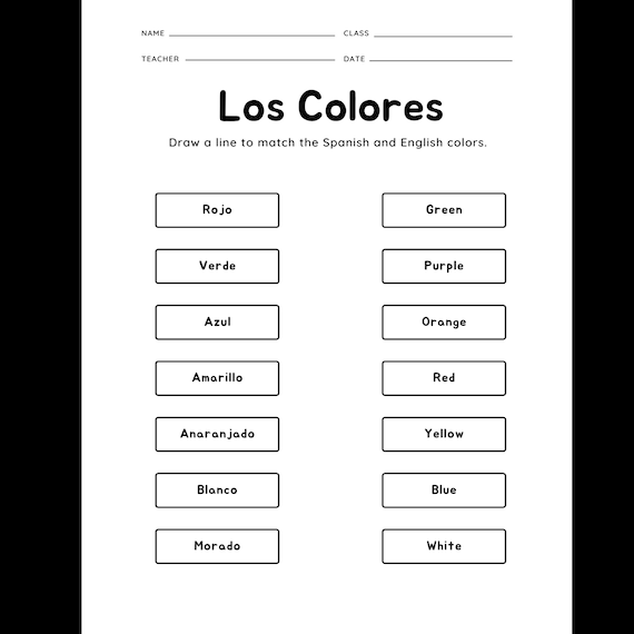 Spanish Color Worksheets