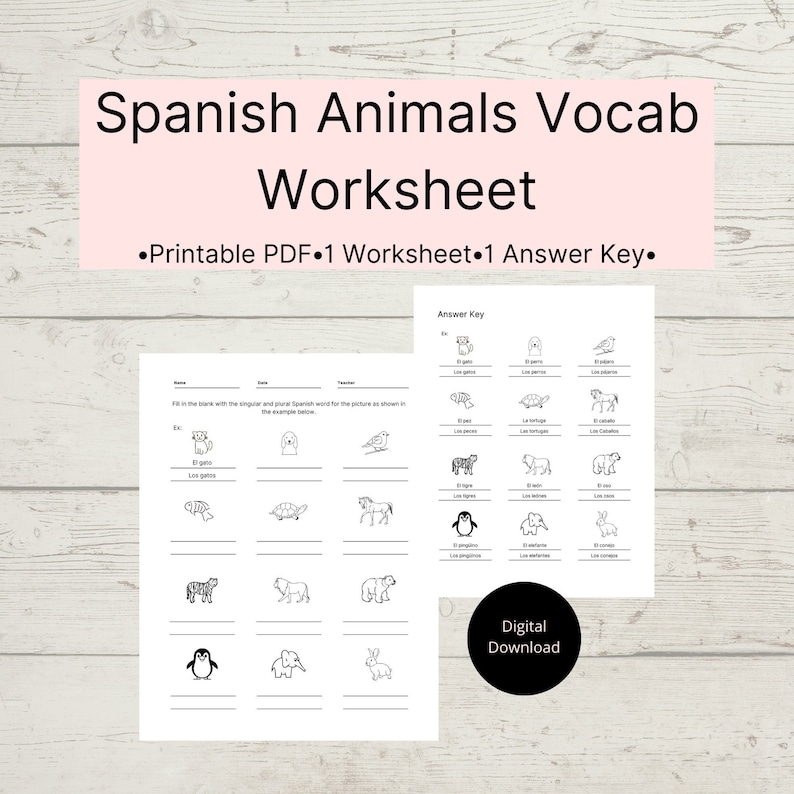 Spanish Worksheet, Animals Worksheet, Learning Spanish, Los Animales ...