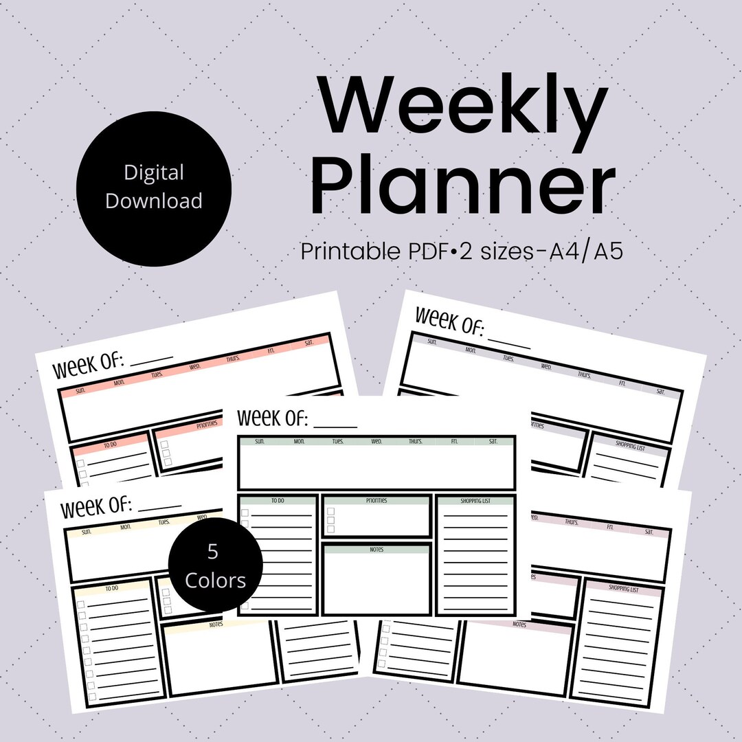 Printable Weekly Planner, Weekly Schedule, Undated Planner, to Do List ...