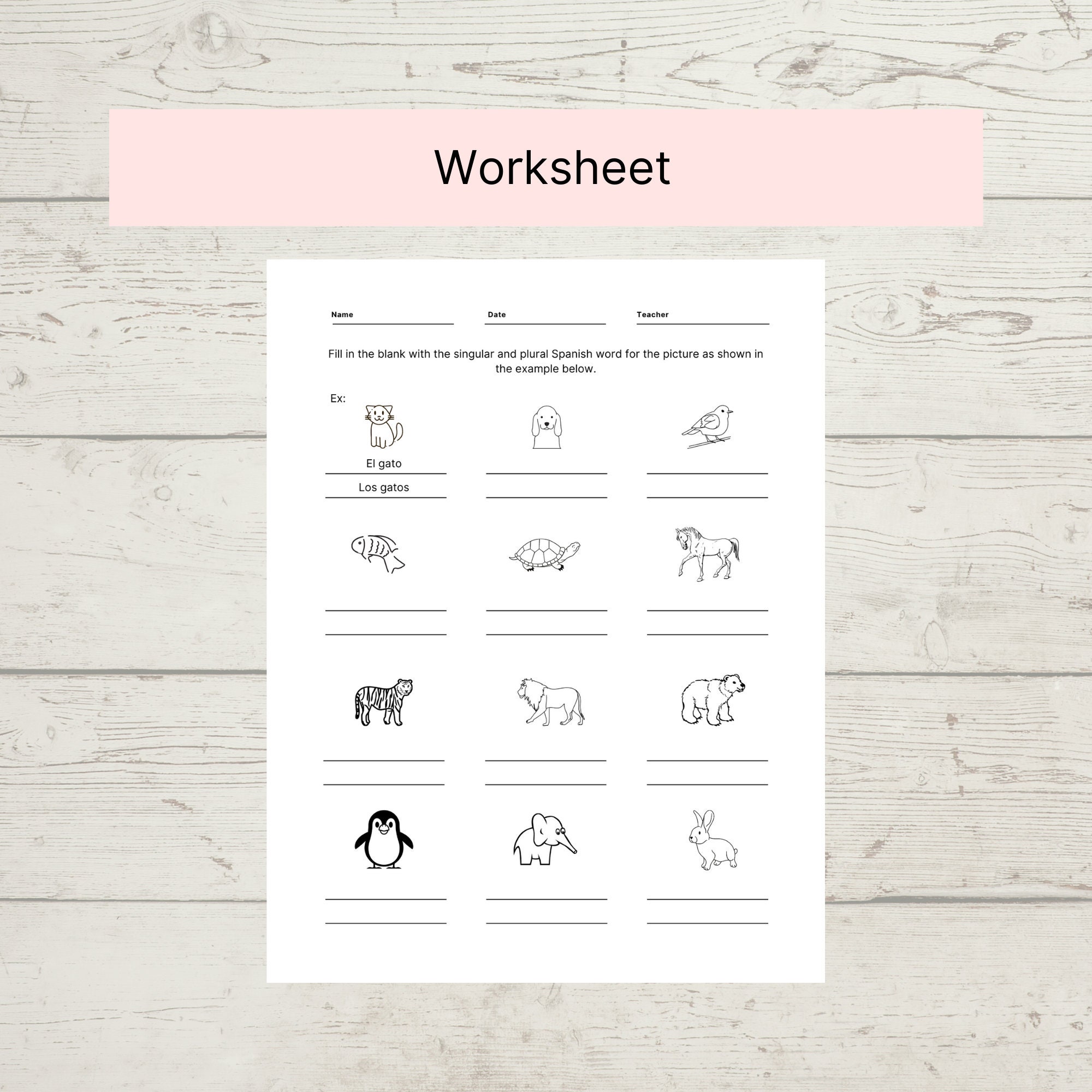 Spanish Worksheet, Animals Worksheet, Learning Spanish, Los Animales ...