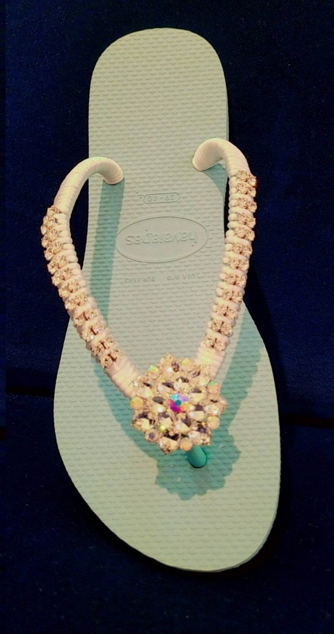 Aqua Rhinestone Flip Flop Hand Made Flip Flop - Etsy