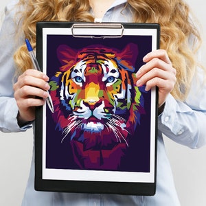 Colorful Tiger Paint by Number Printable Coloring Page, Printable Color ...