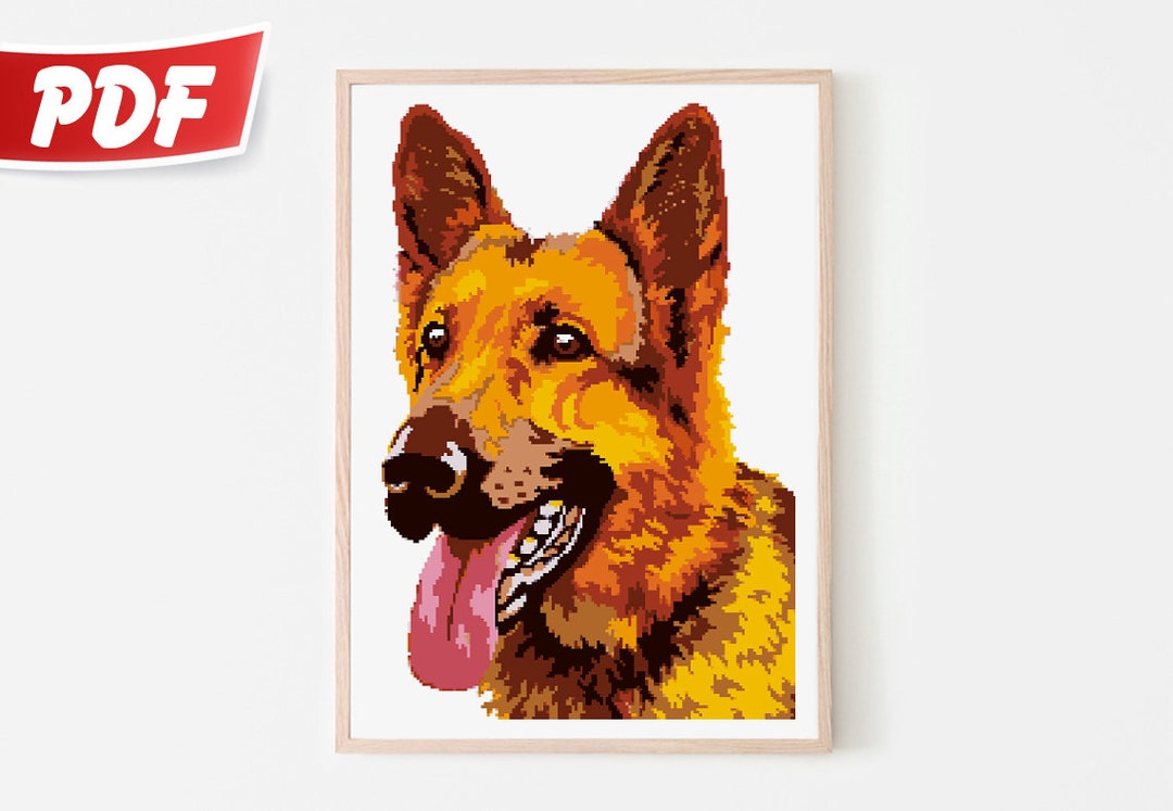German Shepherd Puppy Cross Stitch Pattern, Dog Cross Stitch PDF ...