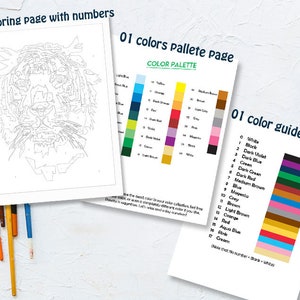 Colorful Tiger Paint by Number Printable Coloring Page, Printable Color ...