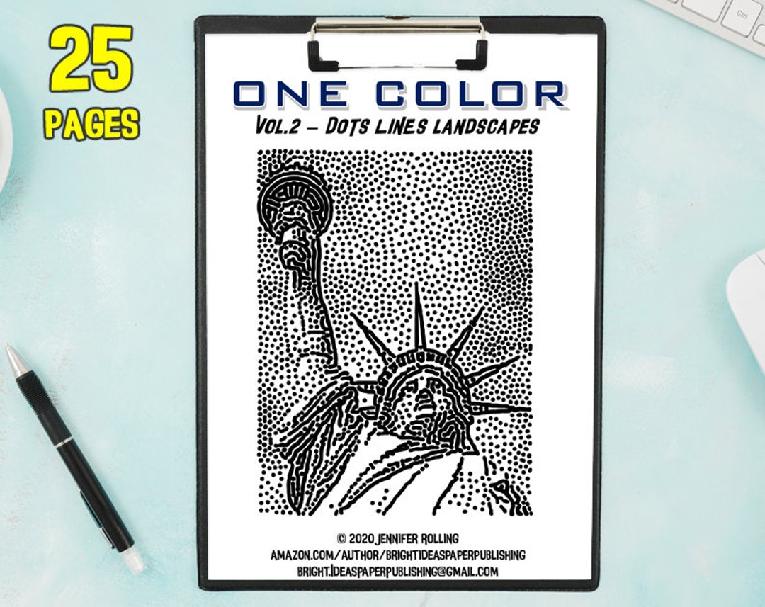 25 Landmarks, Dots Spots Style of One Color Printable Coloring Pages ...
