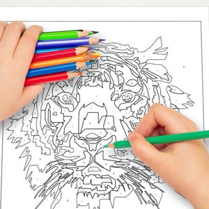 Colorful Tiger Paint by Number Printable Coloring Page, Printable Color ...