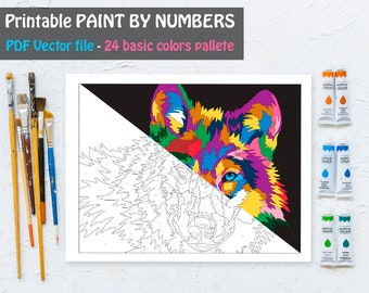 Colorful Tiger Paint by Number Printable Coloring Page, Printable Color ...