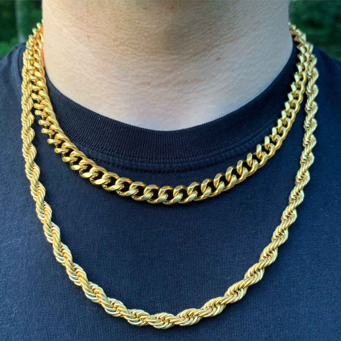 Cadena cubana de oro / cadena de cuerda SET collar de | Etsy Cadena cubana de oro / cadena de cuerda SET collar de | Etsy