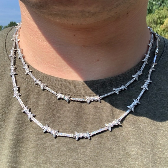 Barbed Wire Necklace Barbed Wire Chain Iced Barbed Wire | Etsy