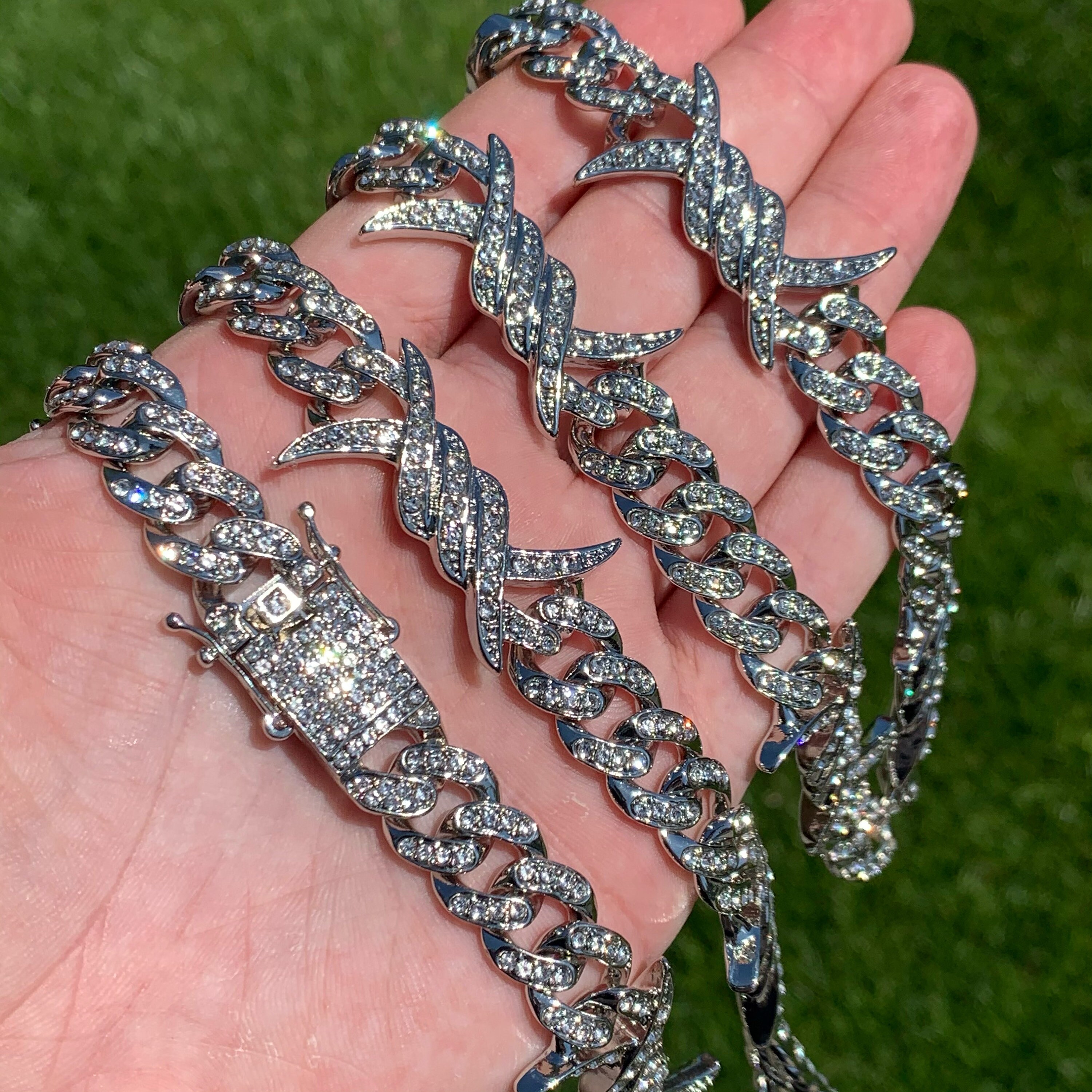 Iced Cuban Link Chain Iced Out Cuban Link Spiked Cuban | Etsy