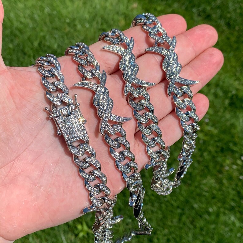 Iced Cuban Link Chain Iced Out Cuban Link Spiked Cuban - Etsy