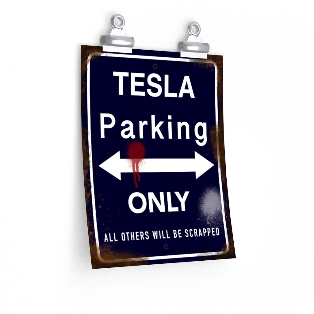 Tesla Parking Sign Tesla Sign Classic Car Sign Tesla Decor | Etsy
