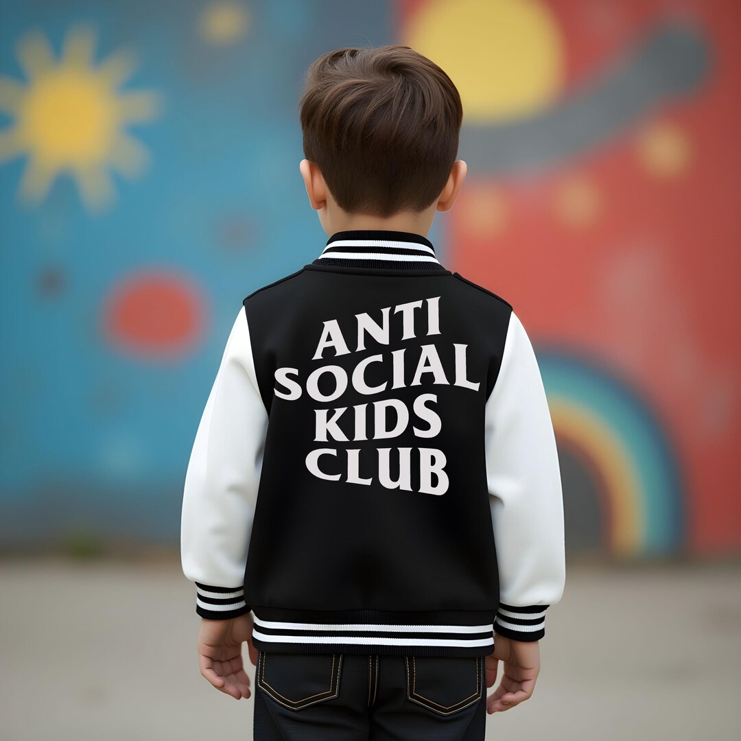 Anti Social Kids Club Varsity Jacket, Trendy Toddler and Youth Bomber ...