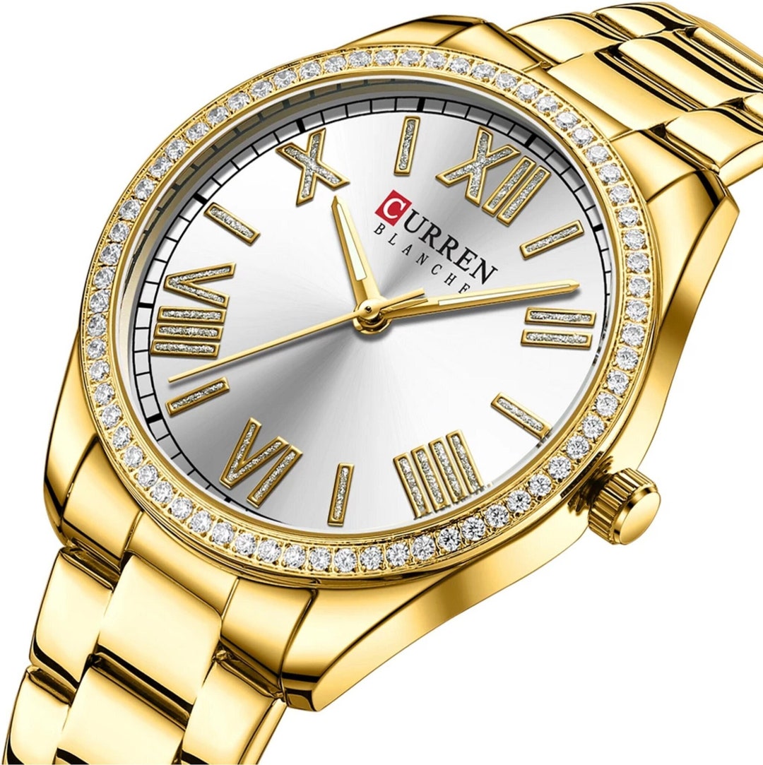 Ladies Quartz Stainless Steel Wristwatch Charming Rhinestone Womens ...