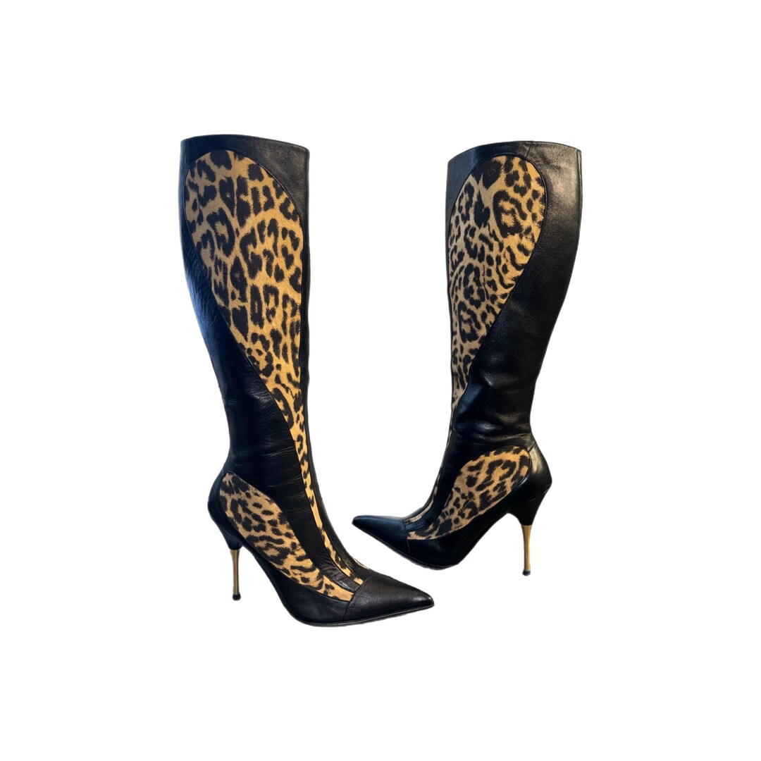 Rare Roberto Cavalli Limited Edition Leather Leopard Print Boots - Etsy