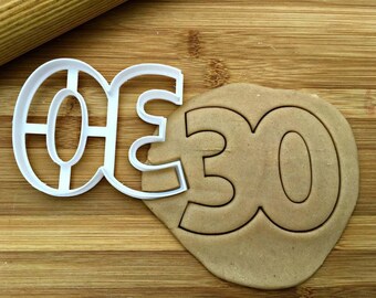 Number 30 With Banner Cookie Cutter, Number Thirty Cookie Cutter ...