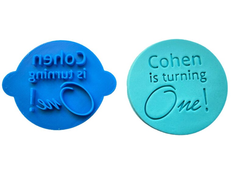 Turning One Cookie Stamp 1st Birthday Personalised Cookie Fondant ...
