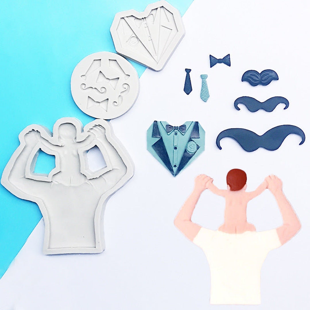 Father's Day Silicone Moulds - Dad's Backview, Bowtie, Mustache, and ...