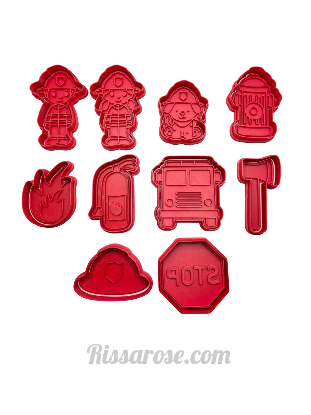 Fire Fighter Cookie Cutter Truck Engine Fireman Fondant Embosser Stop ...